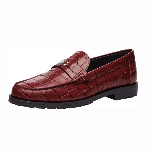 Coach | Shoes | Coach Jocelyn Croc Embossed Dark Ruby Red Leather Slip ...